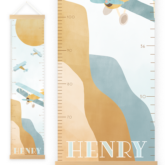 Personalized Growth Chart for Kids | Vintage Airplane Height Chart ...